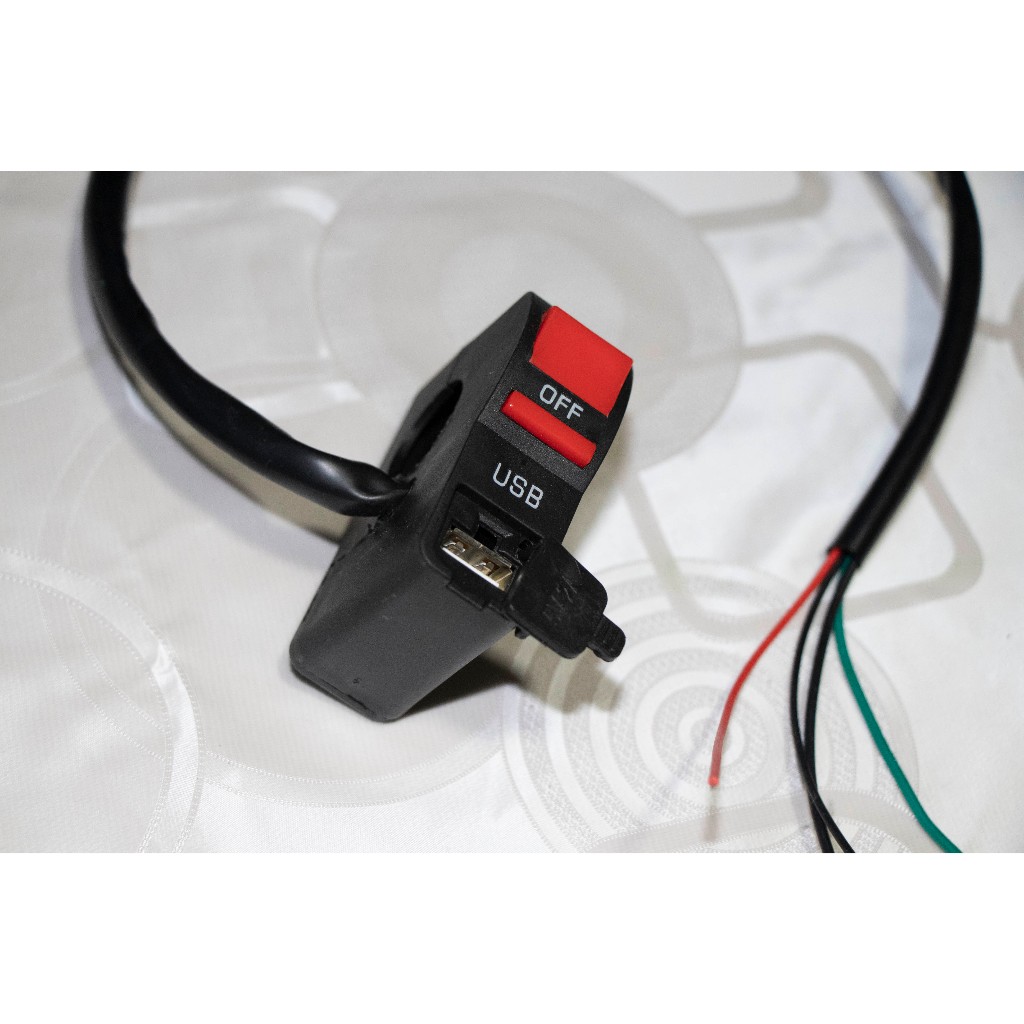 Universal On-Off Motorcycle Clamp Switch with USB charger for Phone or ...
