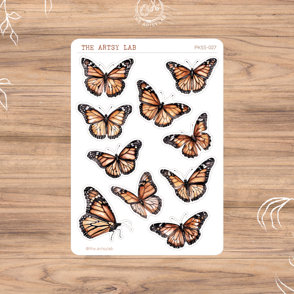 Monarch Butterfly Sticker Sheets, Journal, Scrapbook, Planner, The Artsy Lab | Shopee Philippines