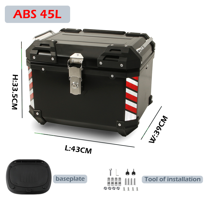 Top box for motorcycle alloy top box 45 liters large-capacity trunk PP ...