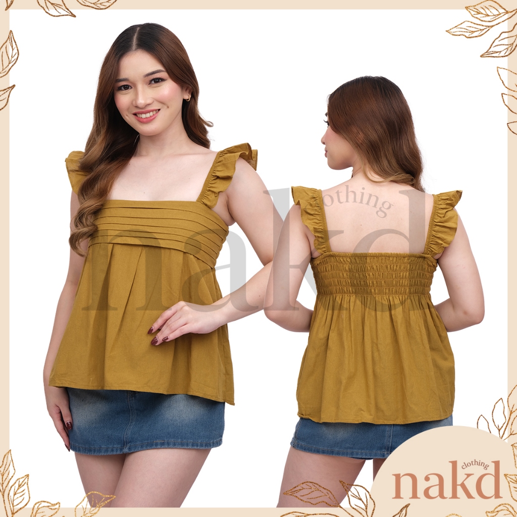 NAKD FASHION KINDRA RUFFLE SLEEVES COTTON LINEN BASIC DAILY FLOWY ...