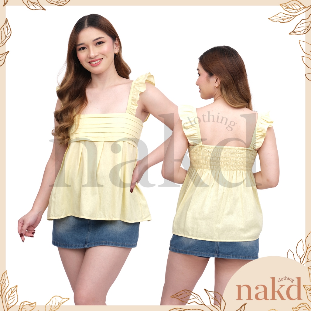 NAKD FASHION KINDRA RUFFLE SLEEVES COTTON LINEN BASIC DAILY FLOWY ...