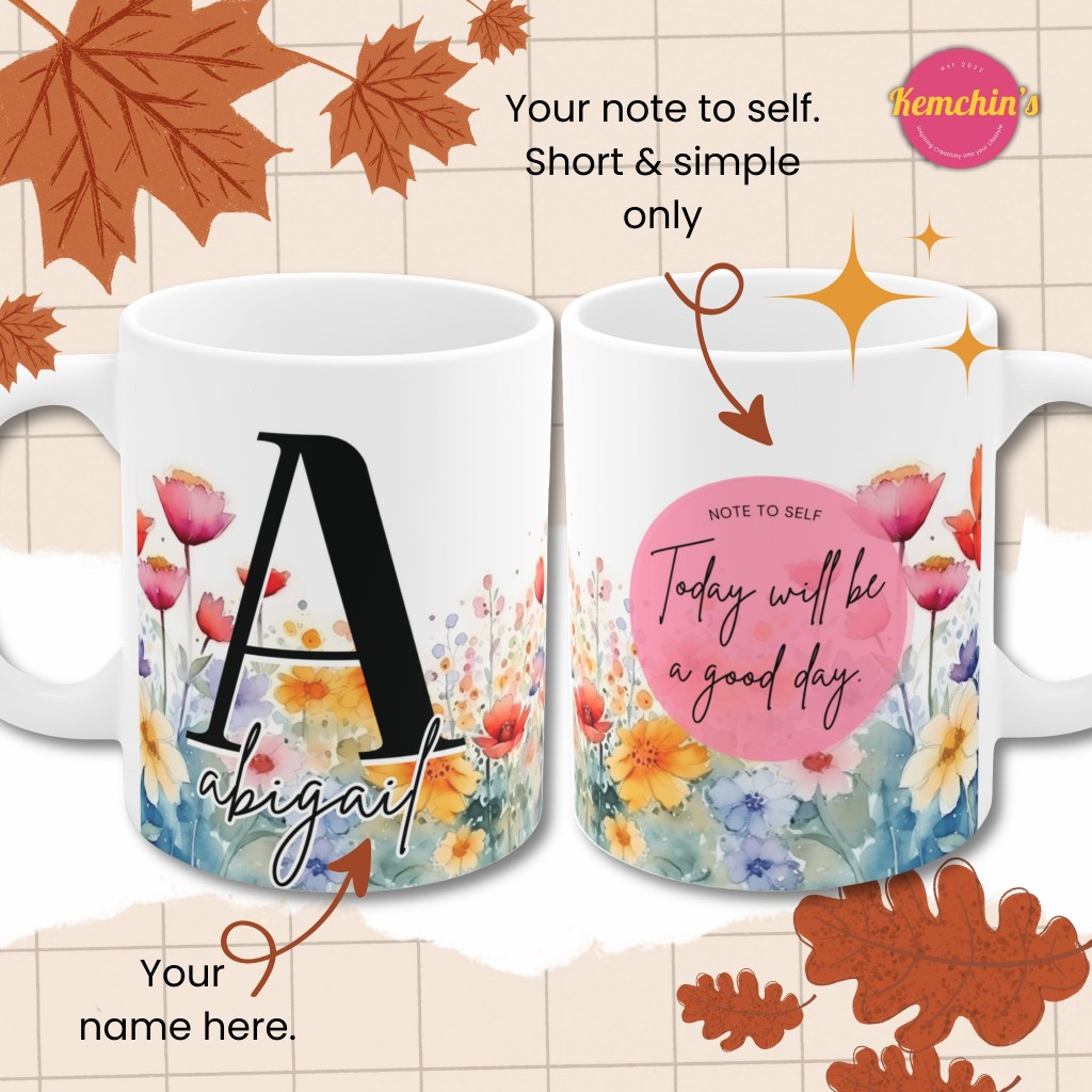 Personalized Mugs 11oz - Floral Monograms ( A - Z ) | Shopee Philippines