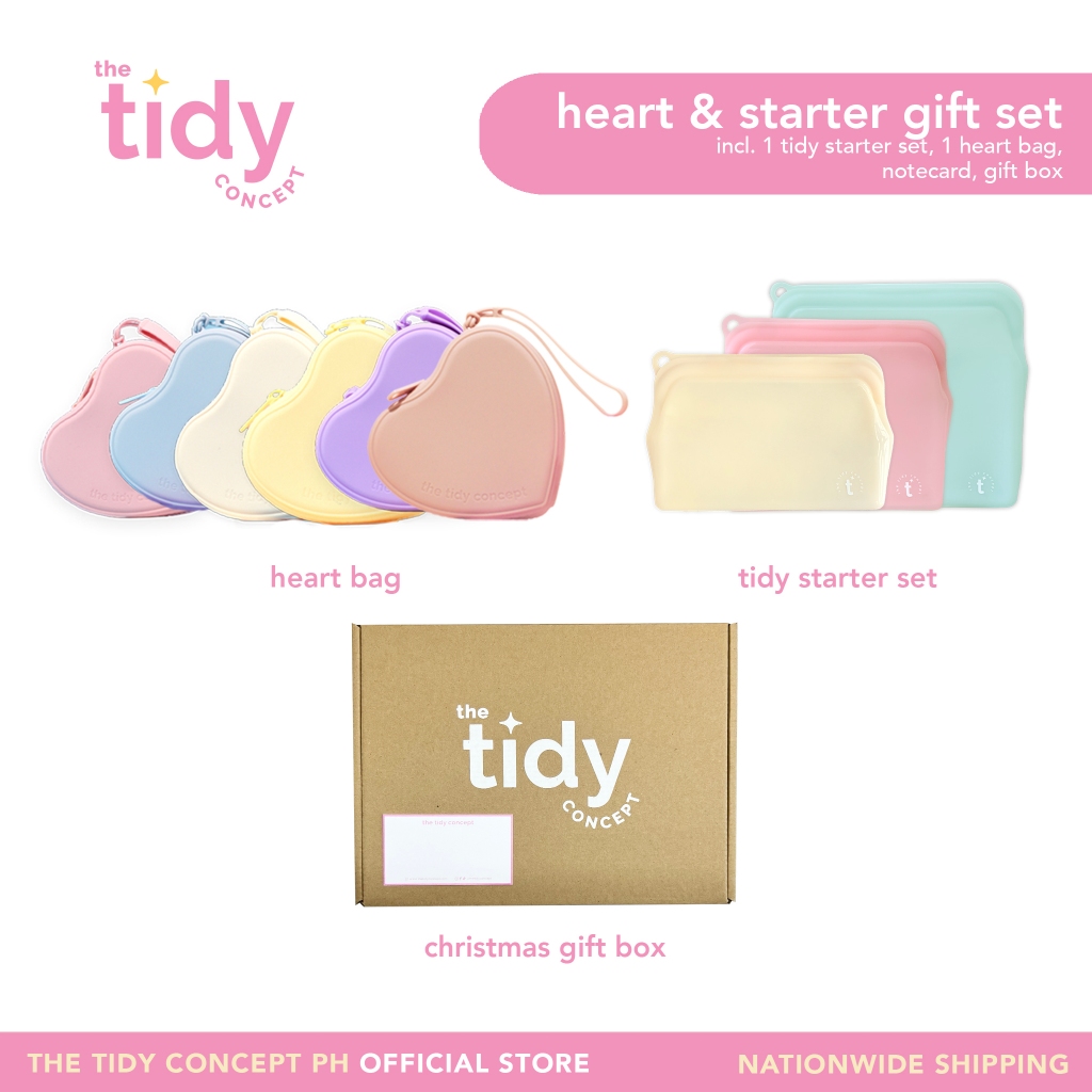 The Tidy Concept Heart & Tidy Starter Gift Set - Reusable Silicone Bag ...