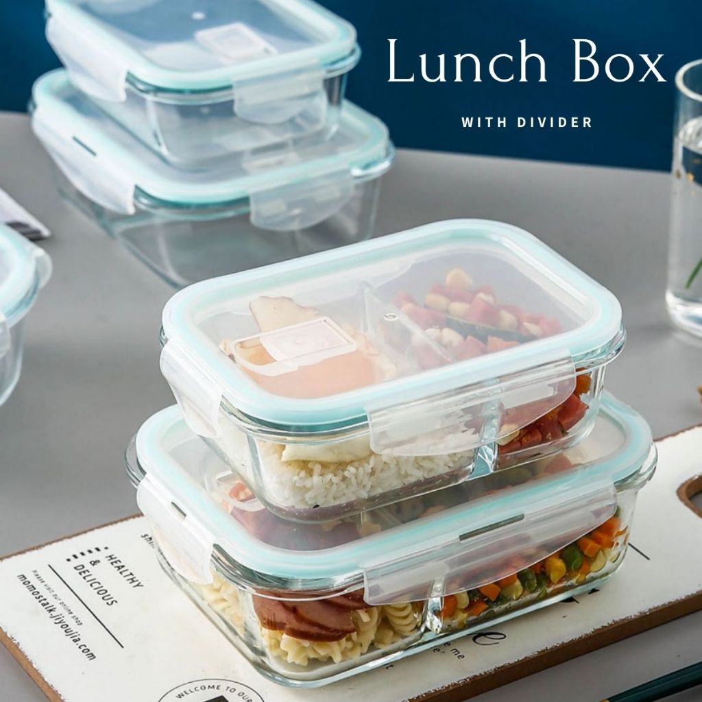 ActiveBae Lunch Box Divider Microwavable Glass Food Container Leftover ...