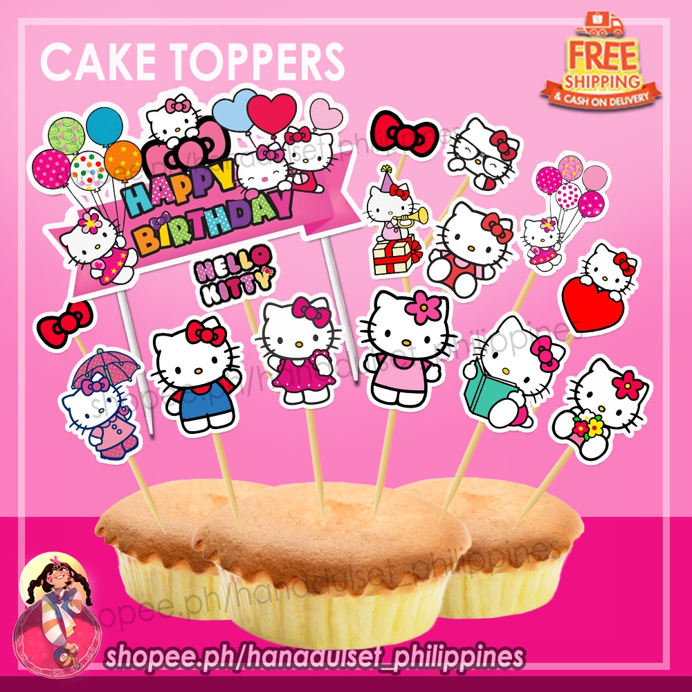 Hello Kitty Cake Topper SET | Happy Birthday | Shopee Philippines