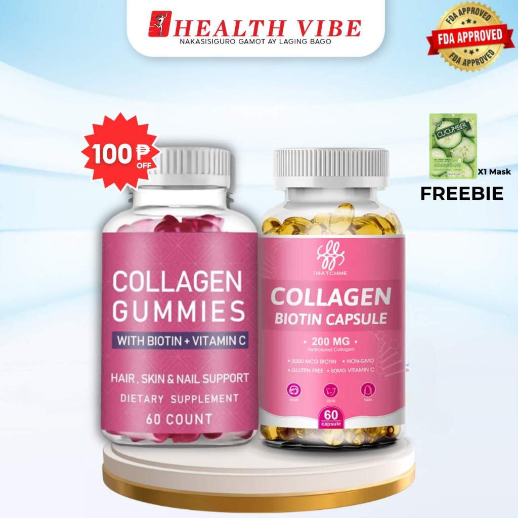 Collagen Gummies with Biotin + Vitami C Hair, Skin & Nail Support 60 ...