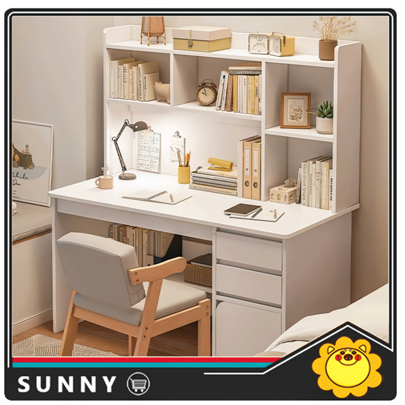 SUNNY Computer desk desk bookcase integrated writing desk study desk ...