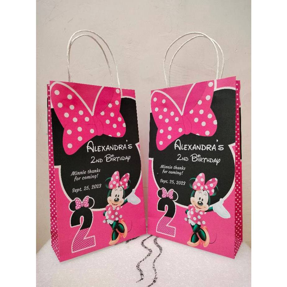 Minnie Mouse pink Loot bag, candy bag, paper bag for birthday party ...