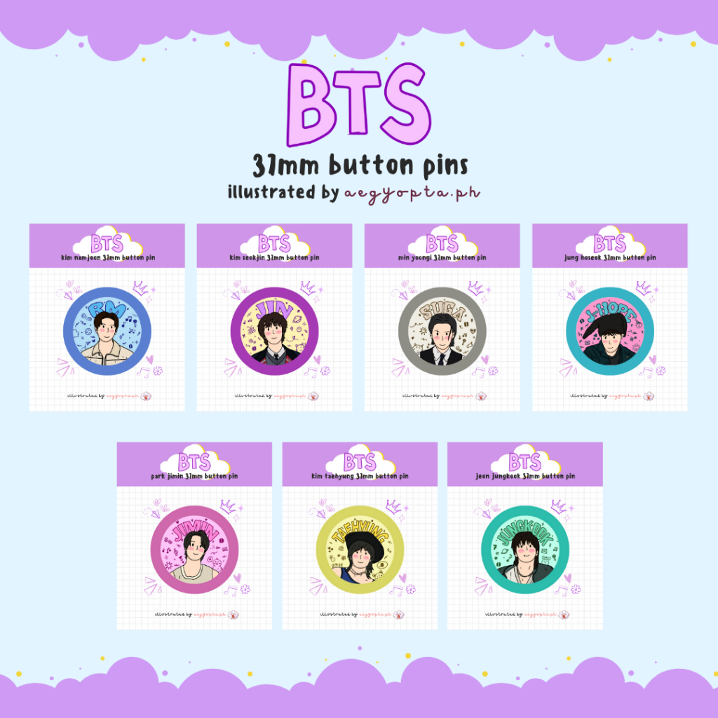 BTS cute 37mm button pins | aegyopta.ph | Shopee Philippines
