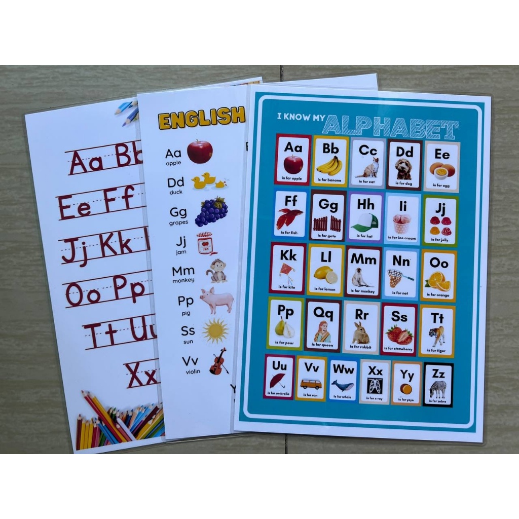 Educational learning materials for kids Laminated A4 Size Chart ALPHABET 125mic | Shopee Philippines