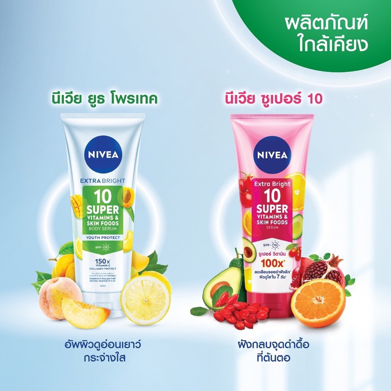 NIVEA Body Lotion Extra Bright Vitamin Lotion C&E 320 ml / Super Vitamins & Skin Foods Serum 180 ...