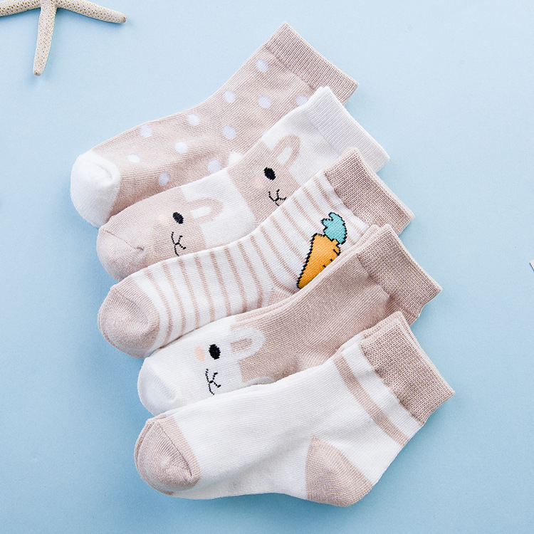 5 Pairs/Set Cute Soft Infant Kids Cotton Baby Socks Newborn 0-3 Years ...