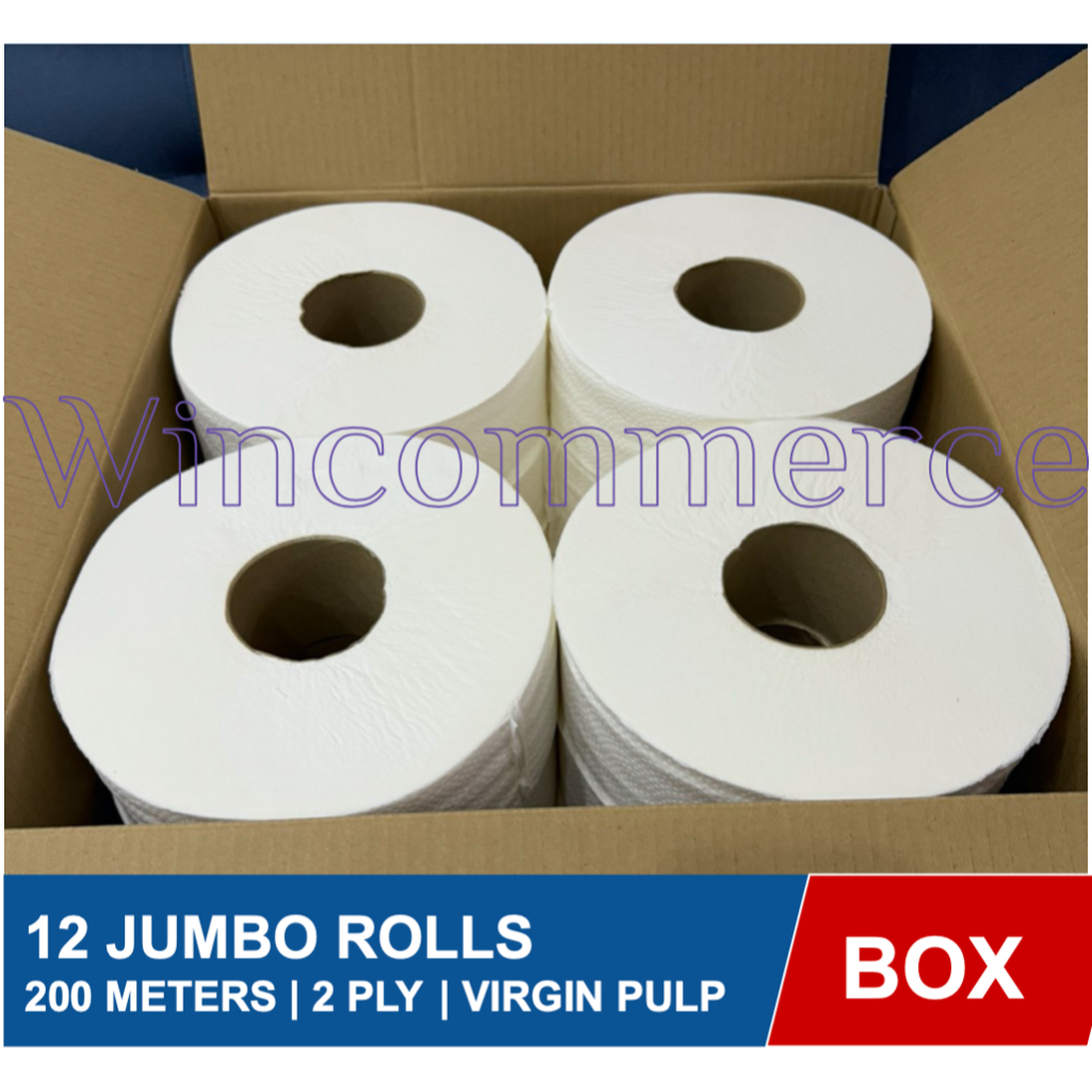 12 JUMBO ROLLS 200 METERS Bathroom Tissue Roll 2 Ply VIRGIN PULP [ JUMBO Bathroom rolls / Virgin ...
