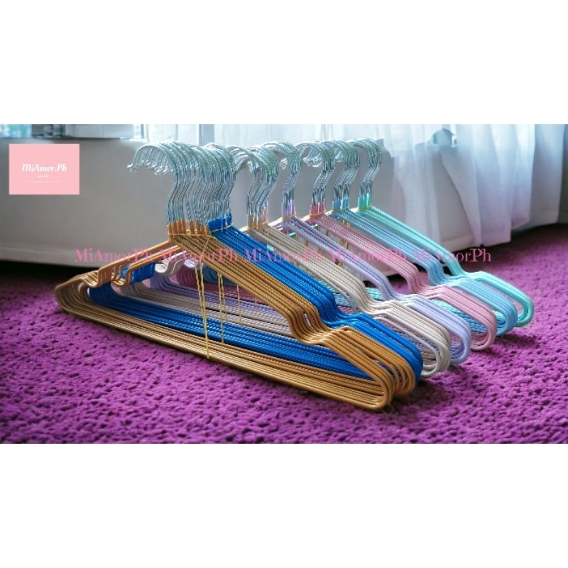 (10pcs) Slim Clothes Hangers Colored Drying Hanger Non-Slip Coated ...