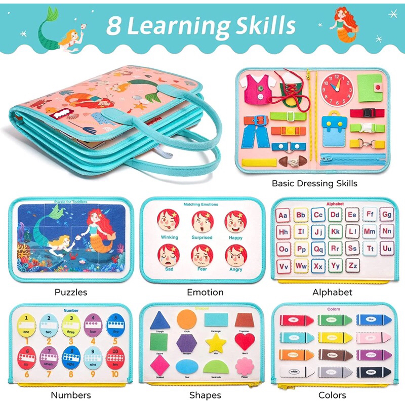 Mermaid Felt busy board book for kids toy | Shopee Philippines
