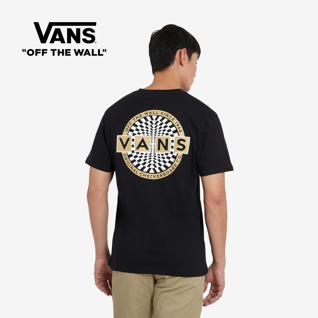 Vans Warped Checkerboard Logo Short Sleeves Black Tee For Men | Shopee ...