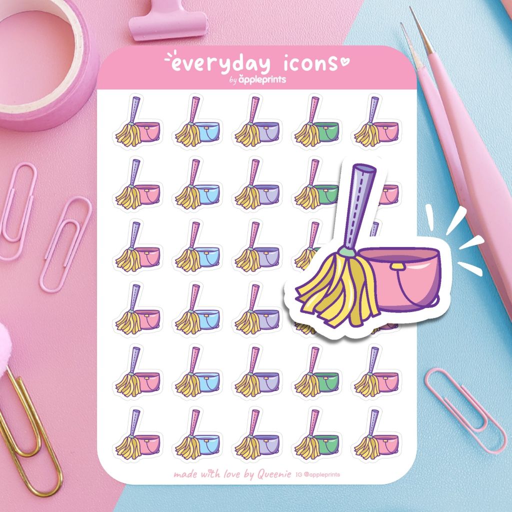 Mop Floor Cleaning Reminder Household Chores Matte BuJo Planner ...