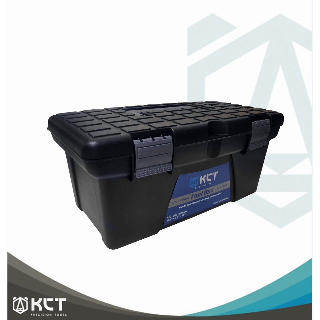 KCT Auto Box Tool Box 16.5"/415mm (41.5 x 21 x 19 cm) Durable Plastic Tool Storage with Tray ...