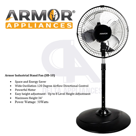 Armor Original 10" Mini Powerful Stand Fan Electric Fan with 3 Speed SB ...
