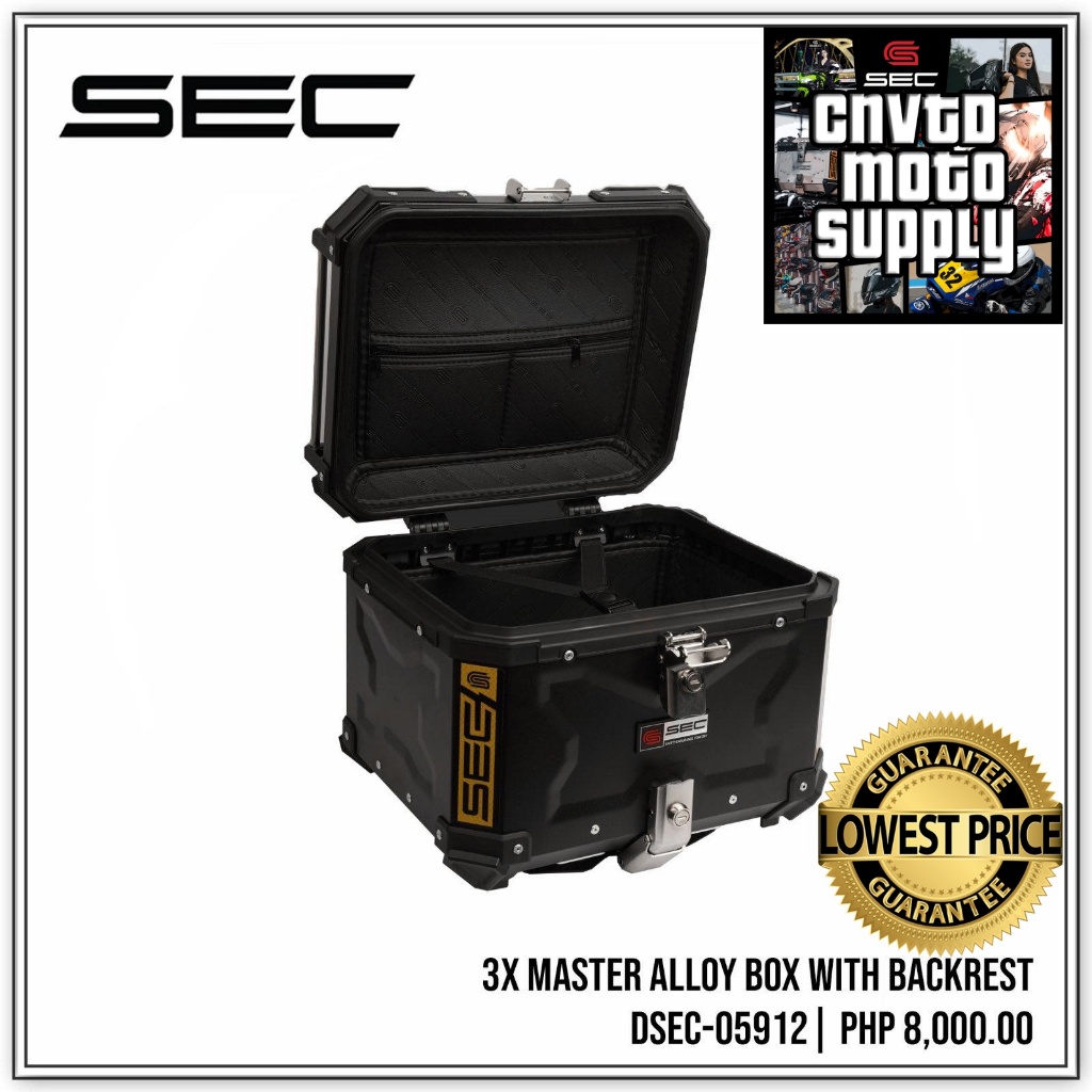 45L alloy top box 3x master with back rest (sec brand) | Shopee Philippines