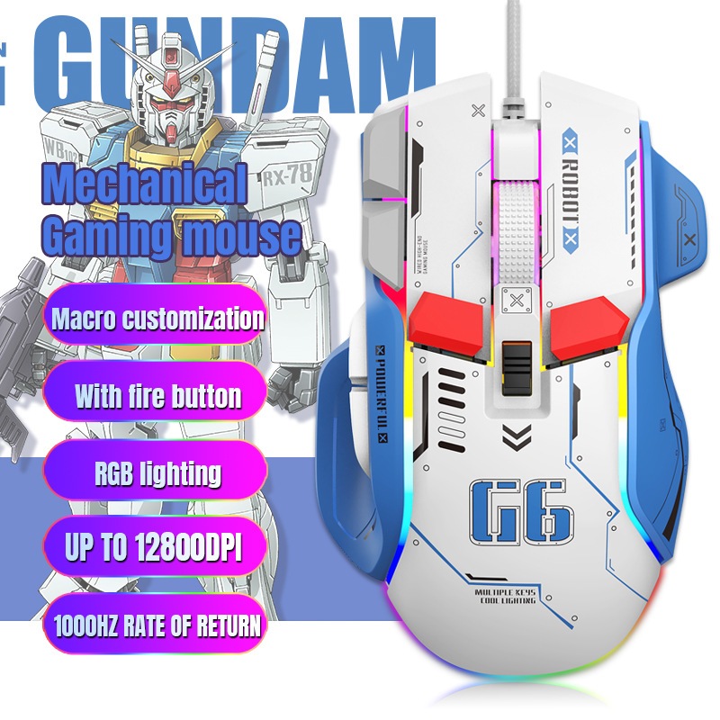 RGB Mechanical Mouse 12-key Silent E-sports Game Mouse 5-speed DPI ...