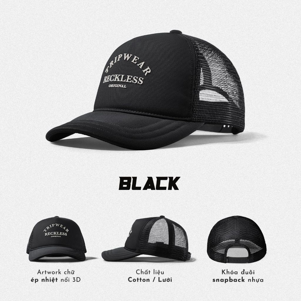 Reckless Tripwear Cap - Trucker Cap - Cotton Khaki Fabric, Breathable ...