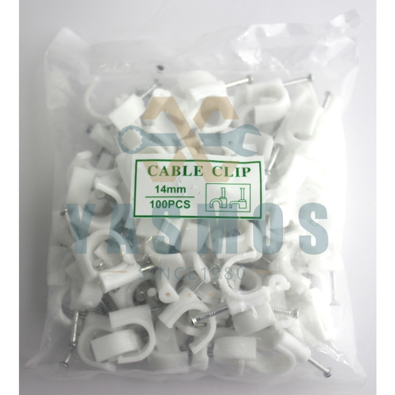 100PCS PVC Cable Clip Round And Flat 5mm-14mm Telephone Wires Nail Clips 100pcs/Per Pack ...