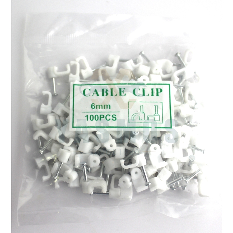 100PCS PVC Cable Clip Round And Flat 5mm-14mm Telephone Wires Nail Clips 100pcs/Per Pack ...