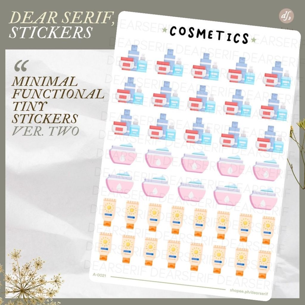 Cosmetics - Minimal Mini Functional Journal Stickers / Deco Sticker for ...