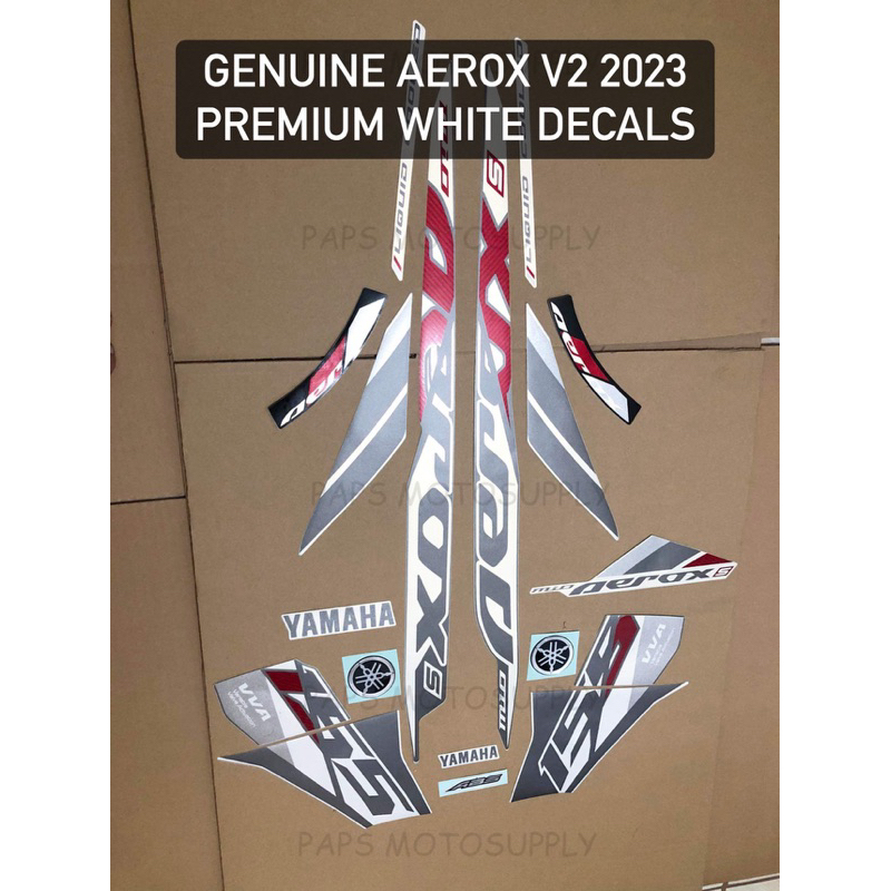 AEROX V2 2023 Premium White Decals. Genuine Yamaha | Shopee Philippines