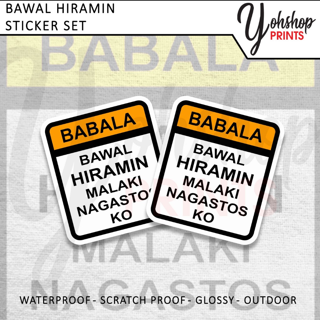 Bawal Hiramin Stickers | Signage Sticker Set | Water Proof Laminated ...