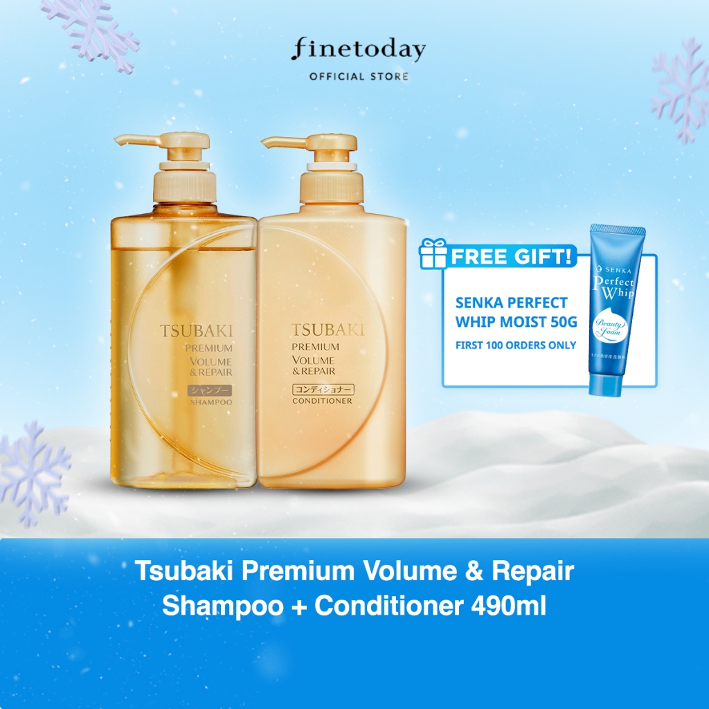 TSUBAKI Premium Volume & Repair Shampoo 490ml + Conditioner 490ml | Shopee Philippines