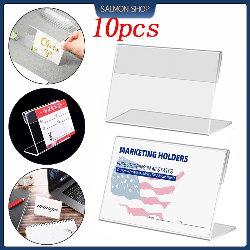 10Pcs/Set 90*60mm Acrylic Price Card Stand Clear L Type Display Holder ...