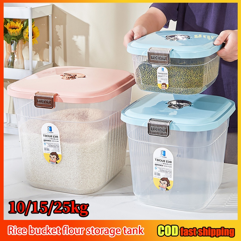 15KG 25KG Rice Storage Container rice dispenser Measuring Cup and Lid ...