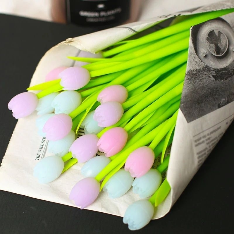 Color Changing Tulip Gel Pens Cute Discolor Floral Black Ink Neutral ...