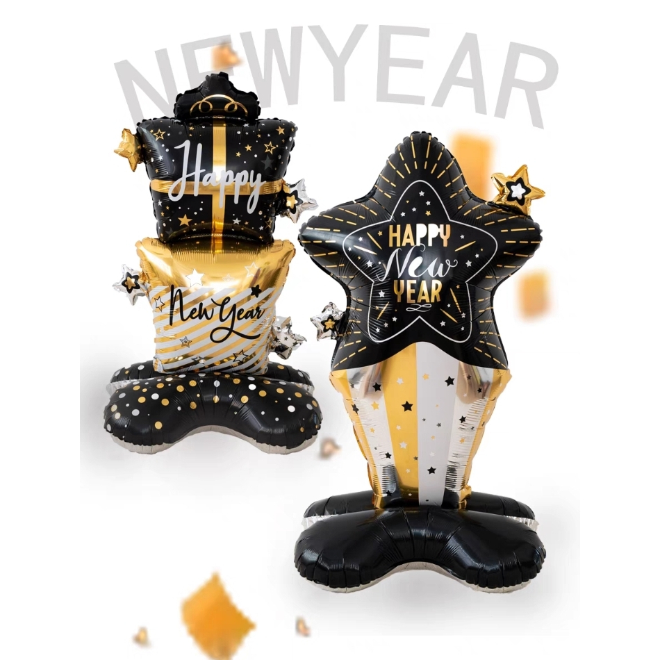 58 inches Happy New Year 3D Base Shooting Star Gift Box stand party ...