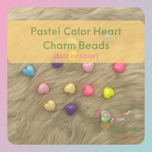 DH&C Pastel Color Heart Charm Beads Sold by per color for DIY Projects ...