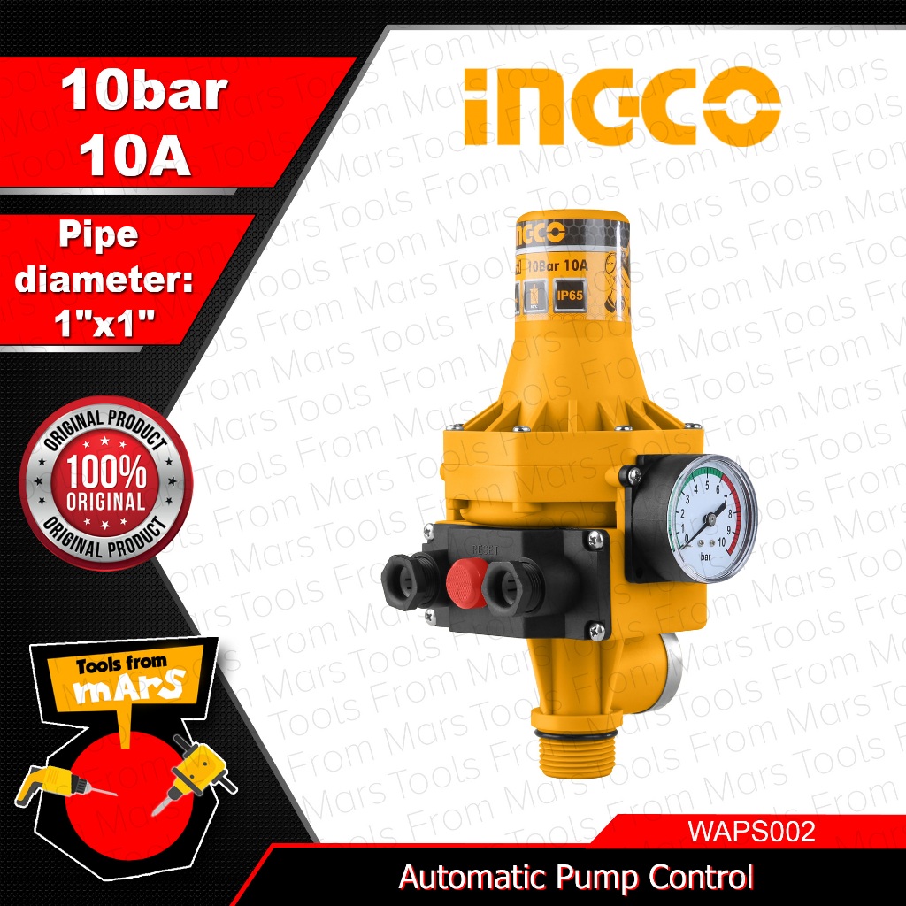 INGCO Automatic Pump Control Switch 1/3HP 10Bar 10A WAPS002 •TOOLS FROM ...