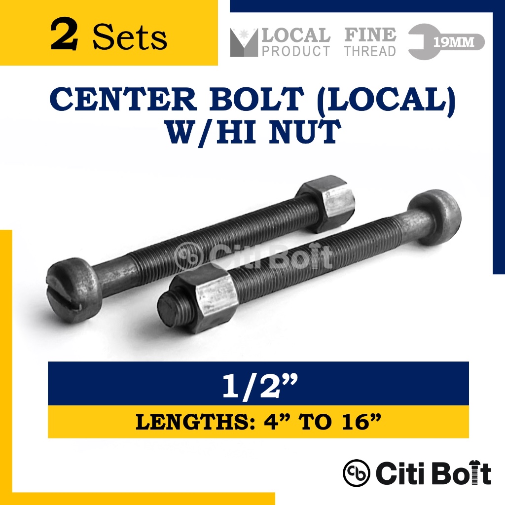 2sets Leaf Spring Center Bolt (Local) with Hi Nut / Shackle Bolt 1/2 ...