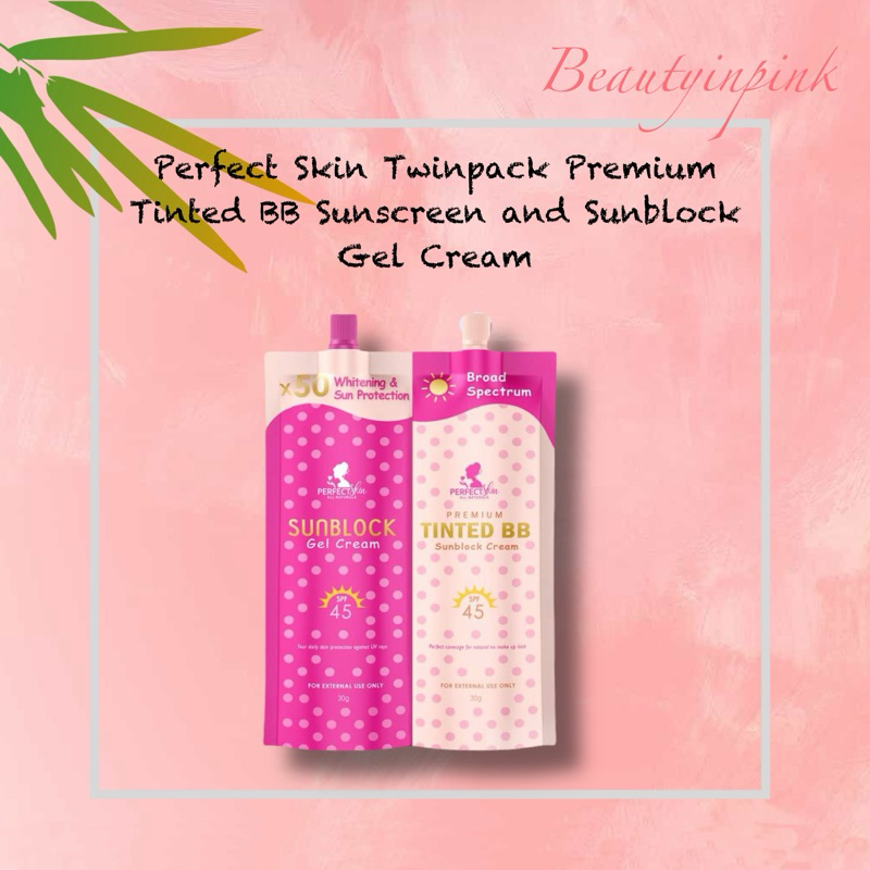 Authentic Perfect Skin Twin Pack Sunblock Gel Cream and Premium Tinted ...