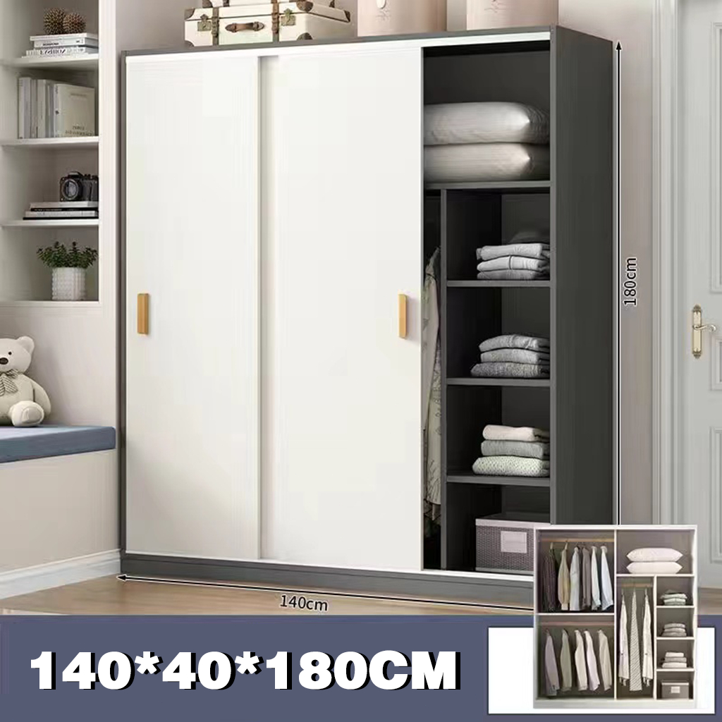 LIVING 180cm Wardrobe Push Sliding Door Wardrobe Modern Style 2 Door ...