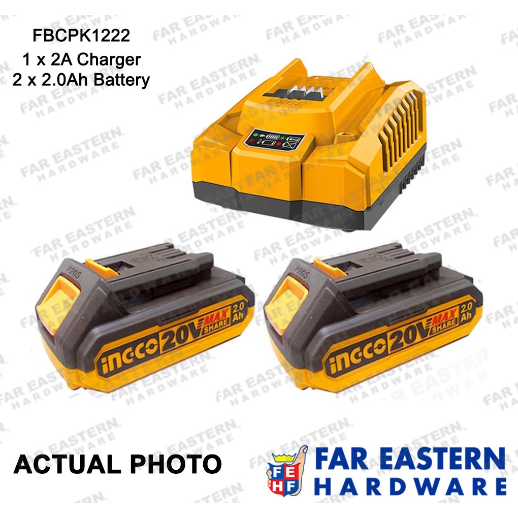 INGCO Battery & Charger Kit 20V for Cordless Power Tools 2.0Ah | 4.0Ah ...