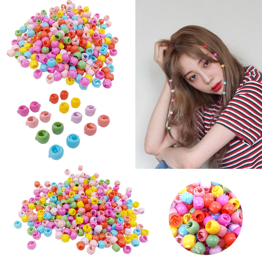 100pcs Mini hair beads clamp candy color hair clip sweet hair ...