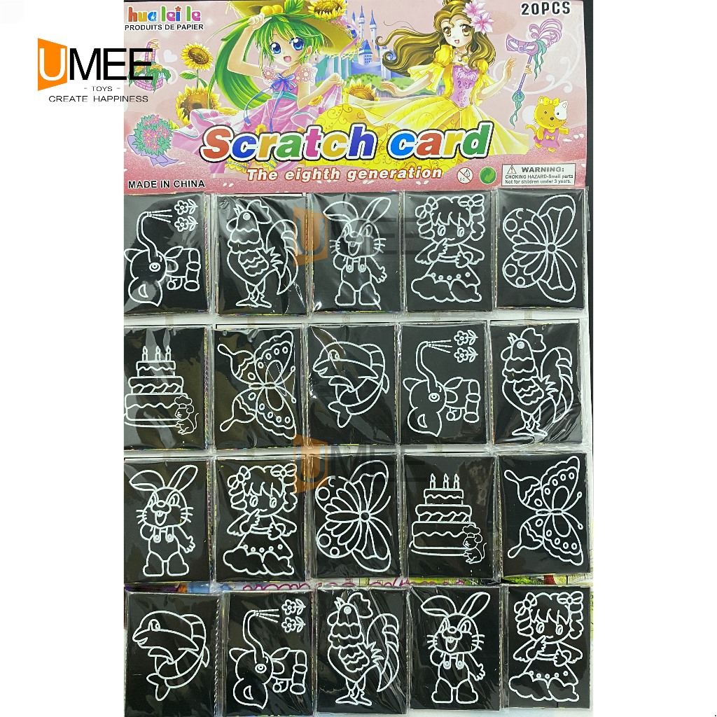 20pcs Party Gift Character Fill Color Scratch Card for Party Gift ...