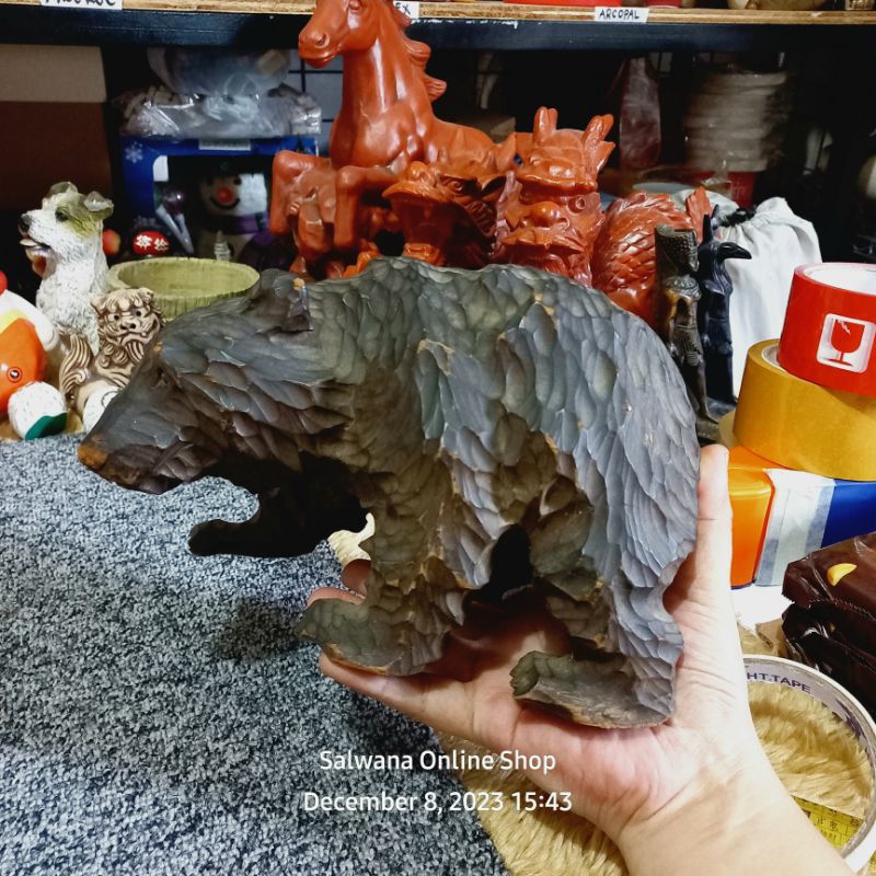 VINTAGE JAPANESE HAND-CARVED SOLID WOOD BEAR SCULPTURE | Shopee Philippines