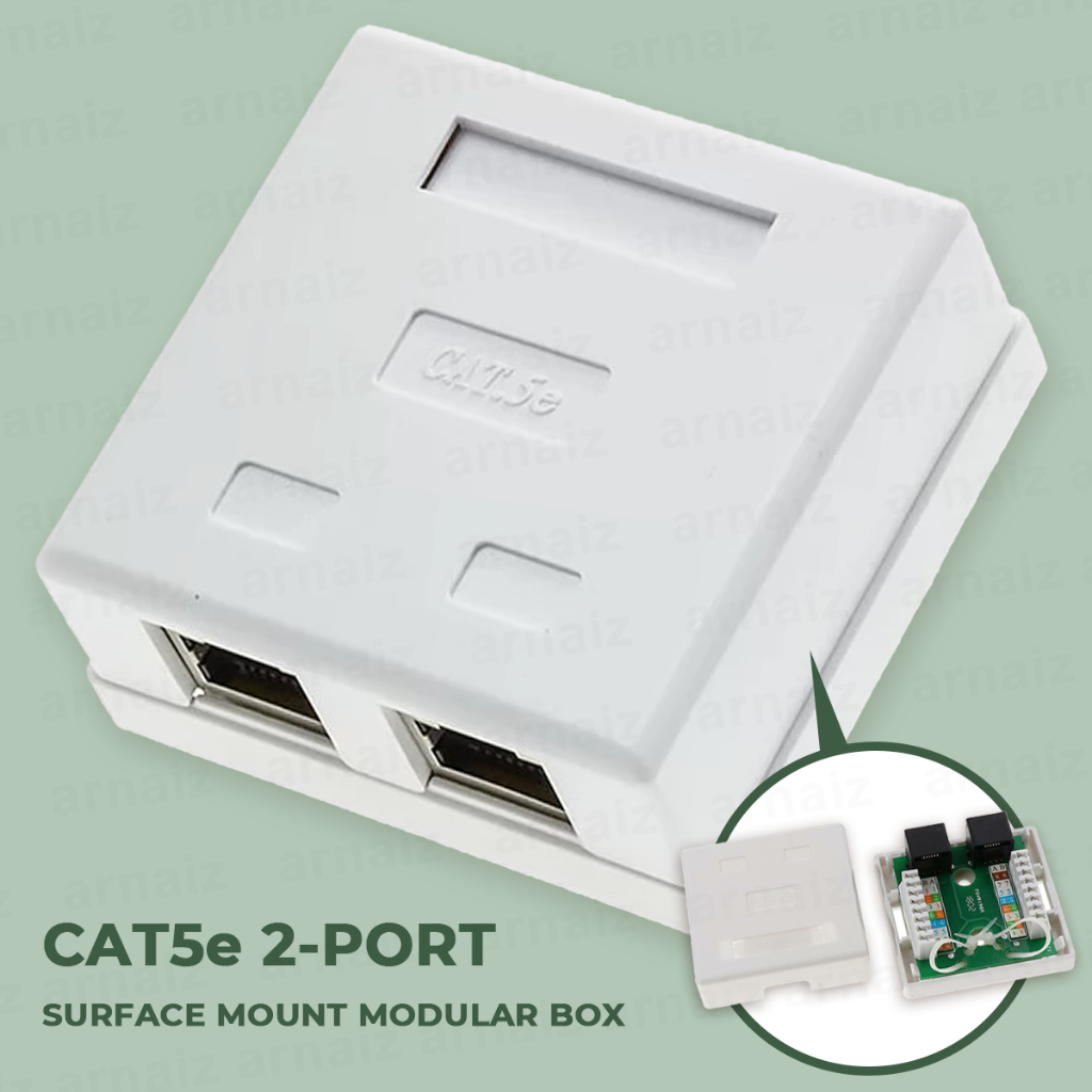 Cat5e 2 Port Modular Box Surface Mount with Adhesive cat 5e RJ45-8P8C ...