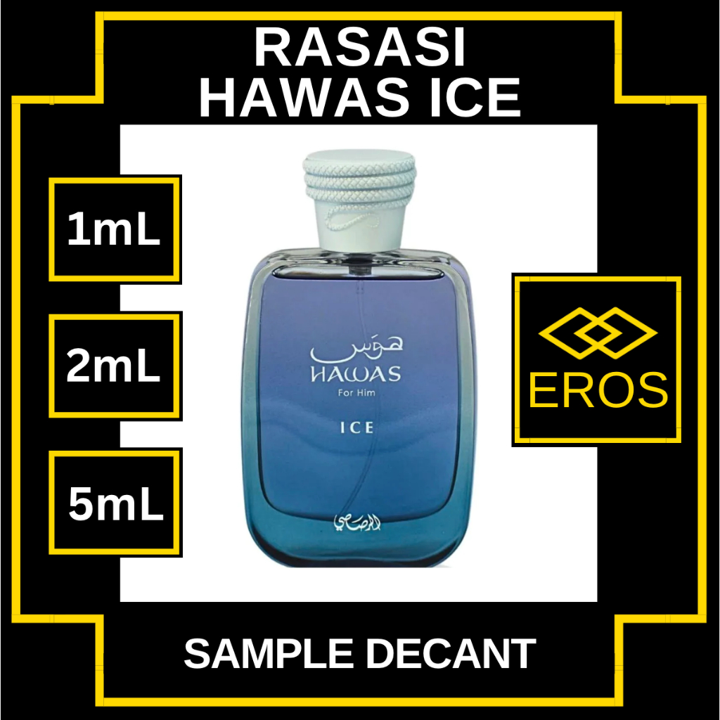 Rasasi Hawas ICE 1mL 2mL 5mL DECANT perfume sample vial repacked EROS ...