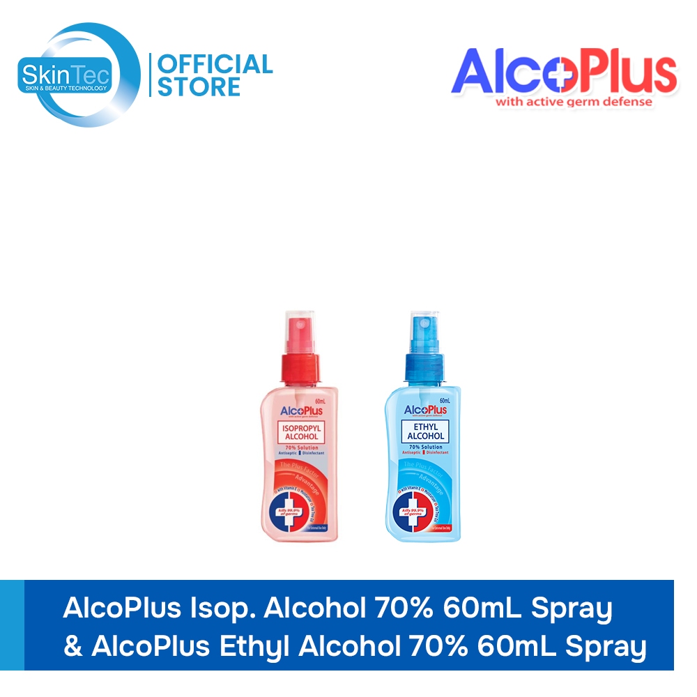 Alcoplus Red Isopropyl Alcohol Spray 60ml + Blue Ethyl Alcohol Spray ...