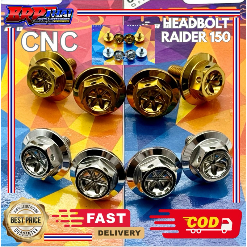 HENG HEAD BOLT FLOWER TYPE FOR RAIDER 150 ( SOLD AS SET 4pcs ) | Shopee ...