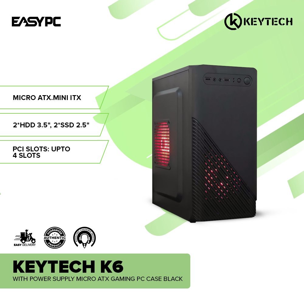 EasyPC| Keytech K6 with power supply cpu case| Micro ATX| Black ...